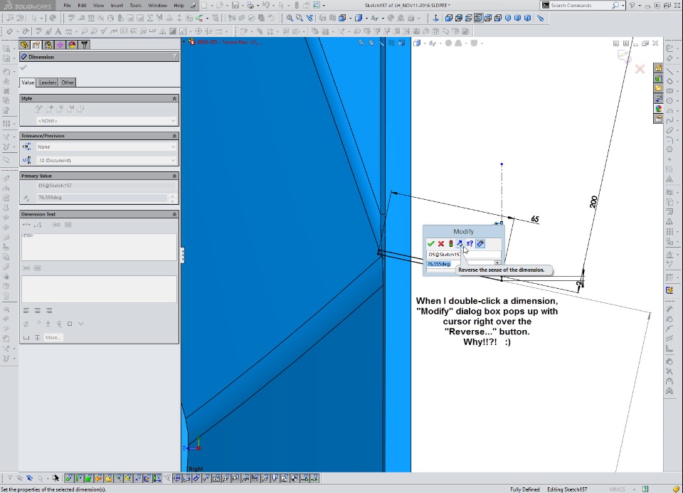 Reverse the sense of the dimension button in Modify Dimension pop up ...