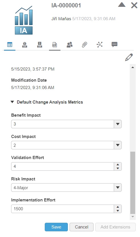 Change management Impact analysis Metrics | Dassault Systèmes®