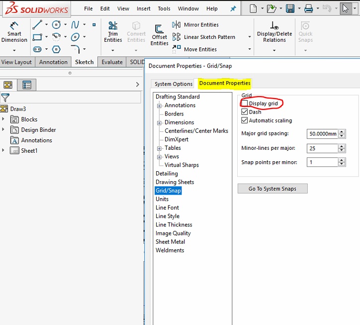 How to show grid in Drawing Template | Dassault Systèmes®
