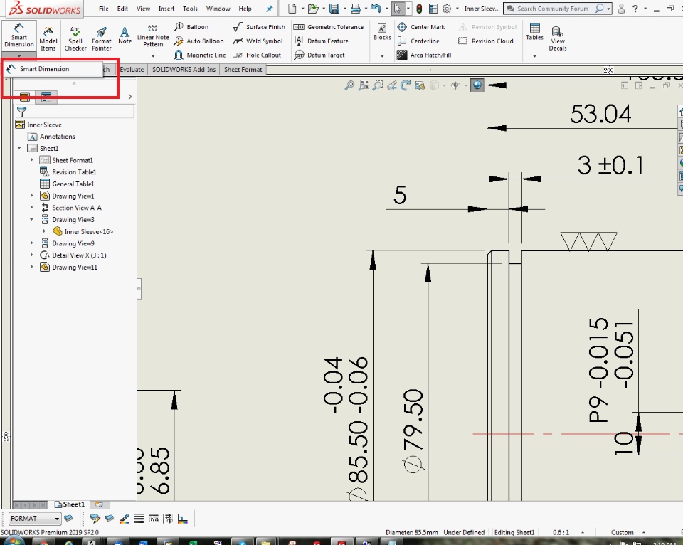smart dimension drop down not available in drawing how to fix it ...