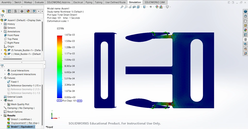 Nonlinear Dynamic Analysis of a Snap Fit Buckle in SOLIDWORKS ...