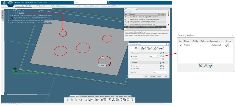 Laser cutting operation select sketch contour | Dassault Systèmes®
